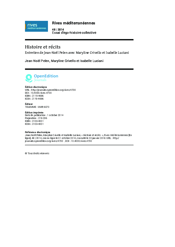 (PDF) Histoire et récits