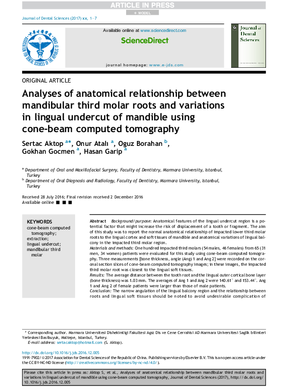 (PDF) Analyses of anatomical relationship between mandibular third ...