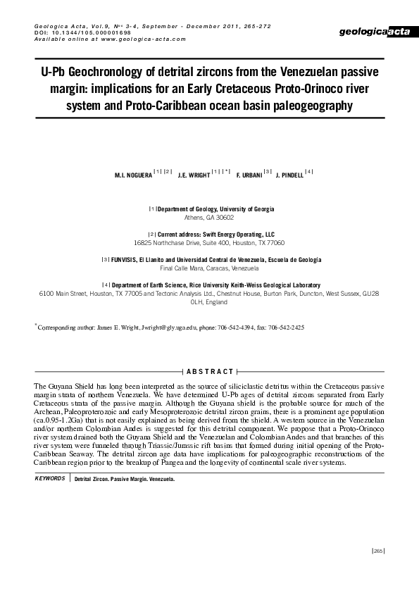 (PDF) U-Pb Geochronology of detrital zircons from the Venezuelan ...