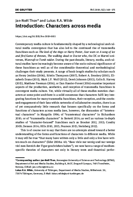 (PDF) Introduction: Characters across media