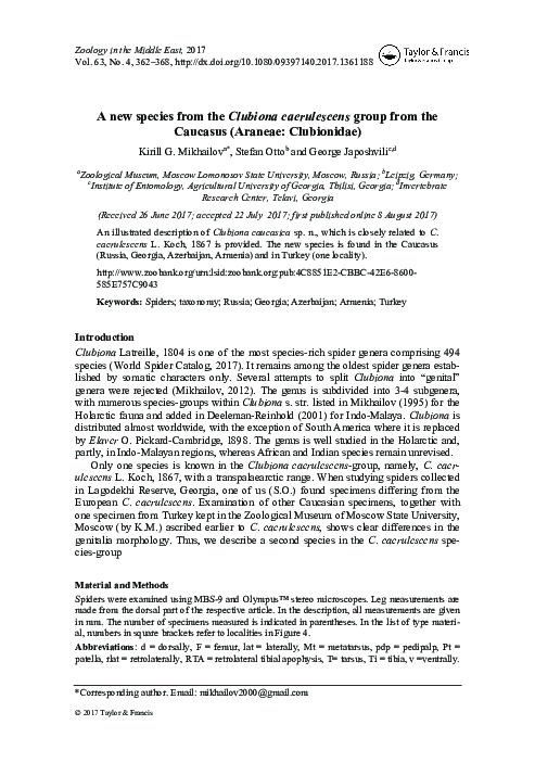 (PDF) A new species from theClubiona caerulescensgroup from the ...