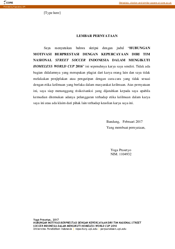 (PDF) Hubungan Motivasi Berprestasi Dengan Kepercayaan Diri Tim ...