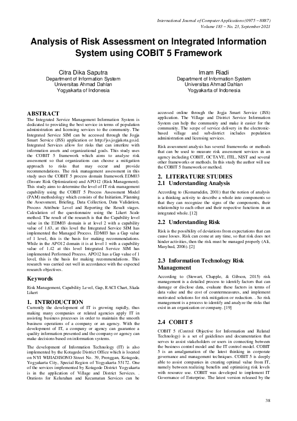 (PDF) Analysis of Risk Assessment on Integrated Information System ...
