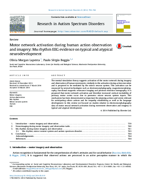 (PDF) Motor network activation during human action observation and ...