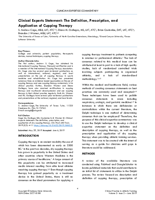(PDF) Clinical Experts Statement: The Definition, Prescription, and ...