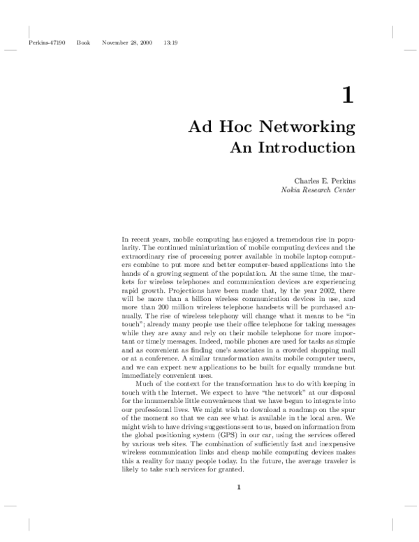 Pdf Ad Hoc Networking An Introduction