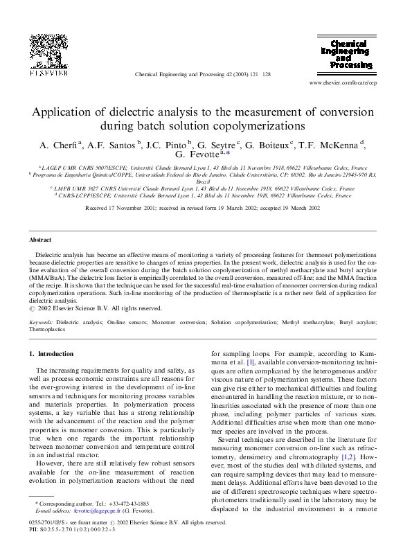(PDF) Application of dielectric analysis to the measurement of ...