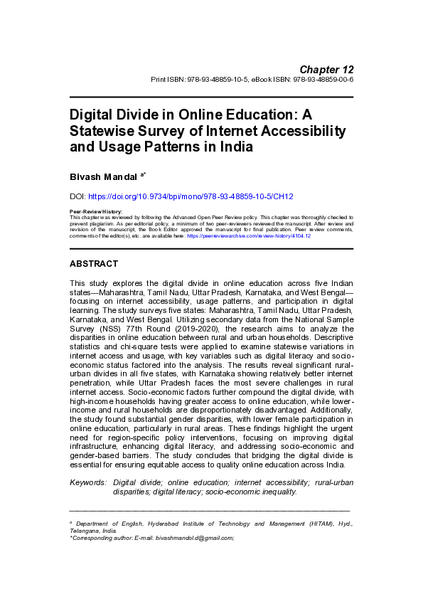 (PDF) Digital Divide in Online Education: A Statewise Survey of ...