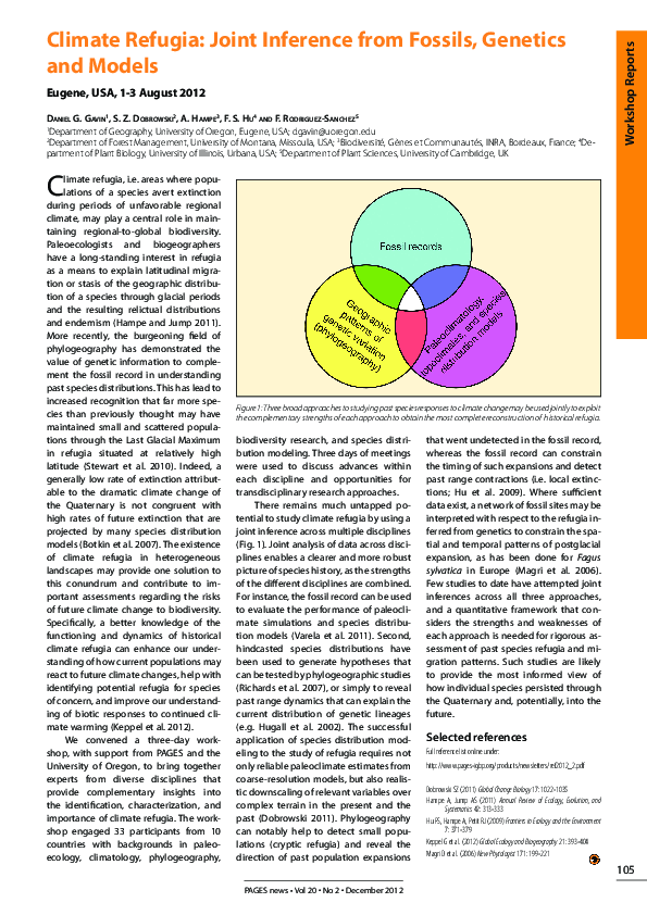 (PDF) Climate Refugia: Joint Inference from Fossils, Genetics and Models