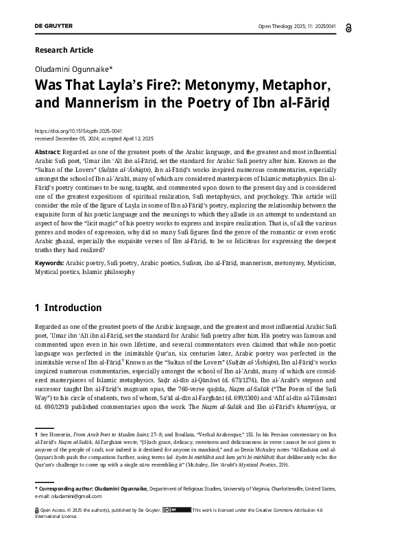 (PDF) Was That Layla's Fire?: Metonymy, Metaphor, and Mannerism in the ...