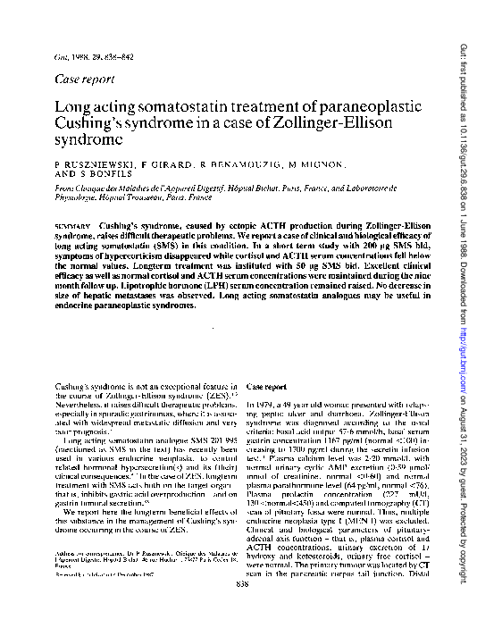(PDF) Long acting somatostatin treatment of paraneoplastic Cushing's ...