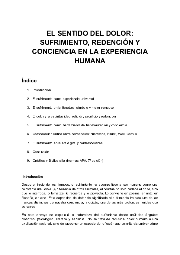 (PDF) EL SENTIDO DEL DOLOR: SUFRIMIENTO, REDENCIÓN Y CONCIENCIA EN LA EXPERIENCIA HUMANA