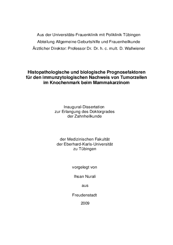 (PDF) Histopathologische und biologische Prognosefaktoren für den ...
