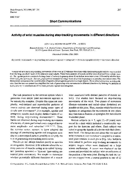 (PDF) Activity of wrist muscles during step-tracking movements in ...