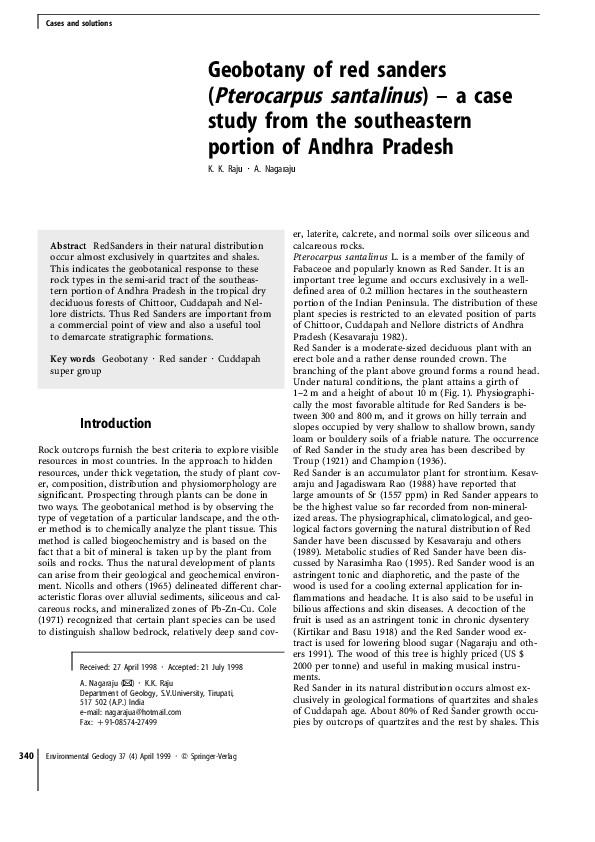 (PDF) Geobotany of red sanders ( Pterocarpus santalinus ) - a case ...