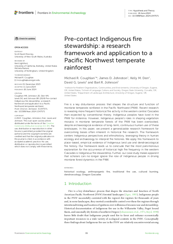 (PDF) Pre-contact Indigenous fire stewardship: a research framework and ...