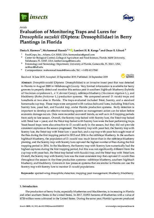 (PDF) Evaluation of Monitoring Traps and Lures for Drosophila suzukii ...