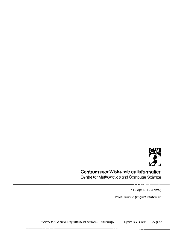 (PDF) Introduction to Program Verification