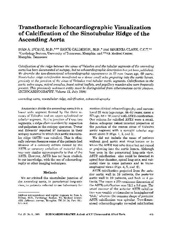 (PDF) Transthoracic Echocardiographic Visualization of Calcification of ...