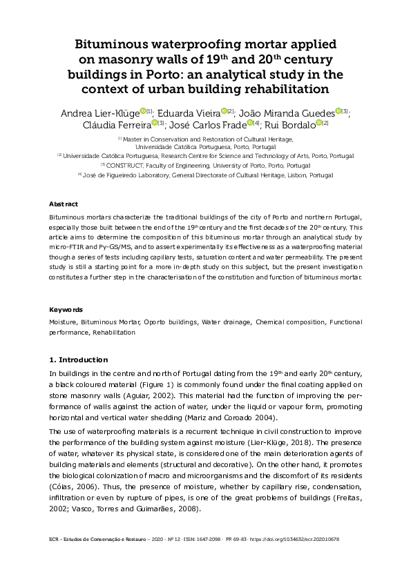 (PDF) Bituminous waterproofing mortar applied on masonry walls of 19th ...