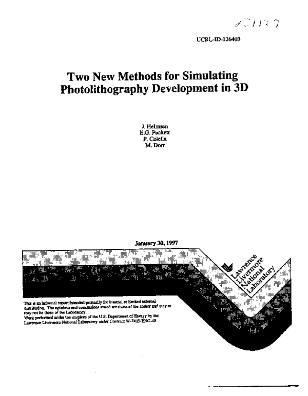 (PDF) Two new methods for simulating photolithography development in 3D