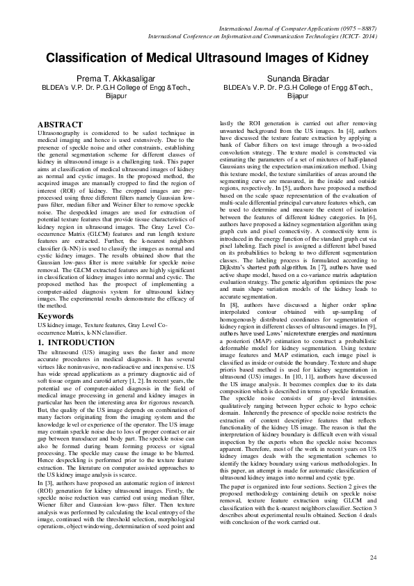 (PDF) Classification of Medical Ultrasound Images of Kidney