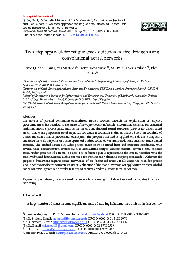 Pdf Two Step Approach For Fatigue Crack Detection In Steel Bridges Using Convolutional Neural