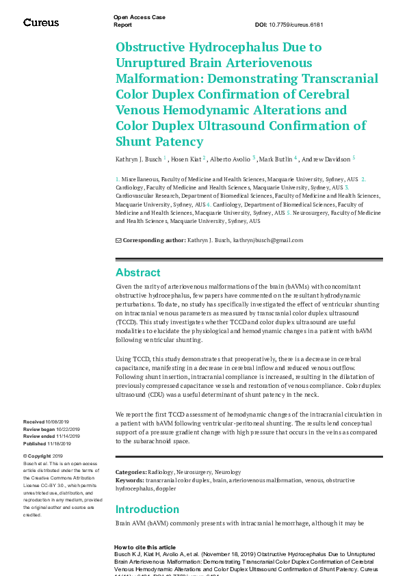 (PDF) Obstructive Hydrocephalus Due to Unruptured Brain Arteriovenous ...