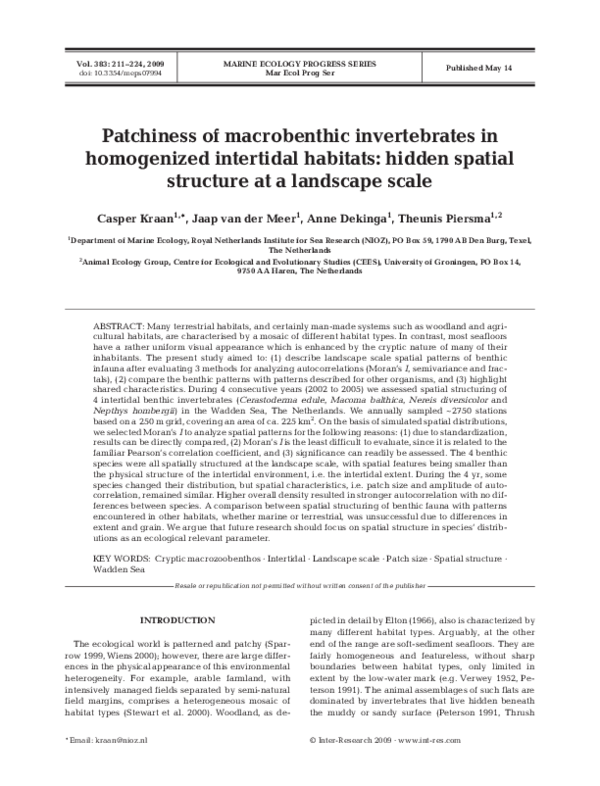 (PDF) Patchiness of macrobenthic invertebrates in homogenized ...