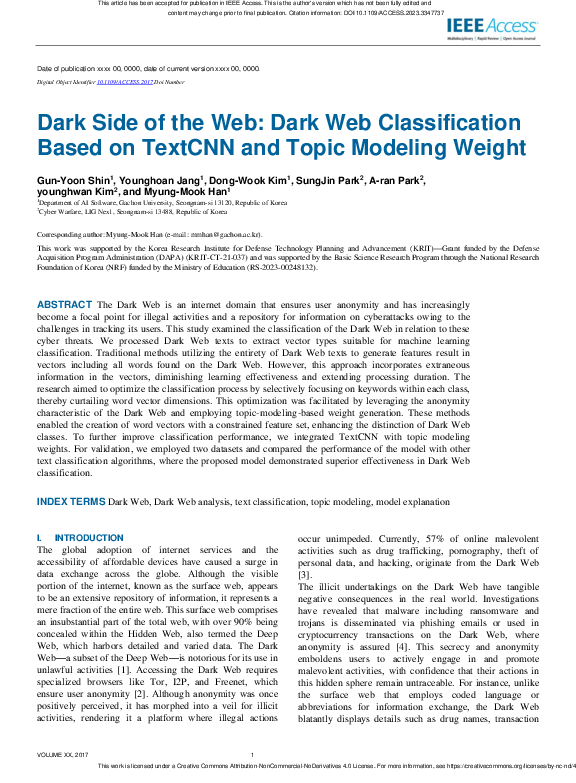(PDF) Dark Side of the Web: Dark Web Classification Based on TextCNN ...