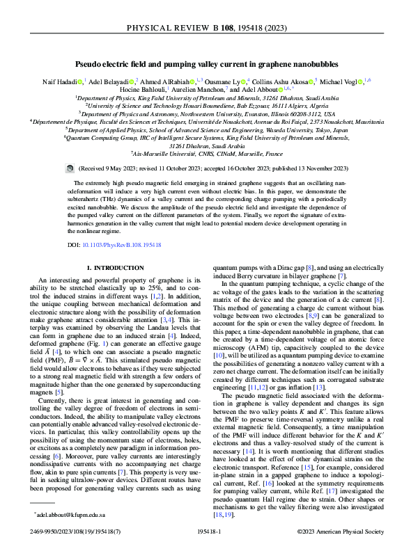 (PDF) Pseudo electric field and pumping valley current in graphene ...