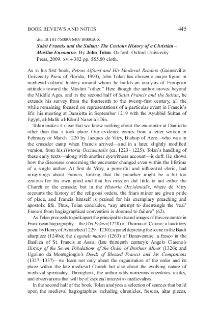 (PDF) Saint Francis and the Sultan: The Curious History of a Christian ...