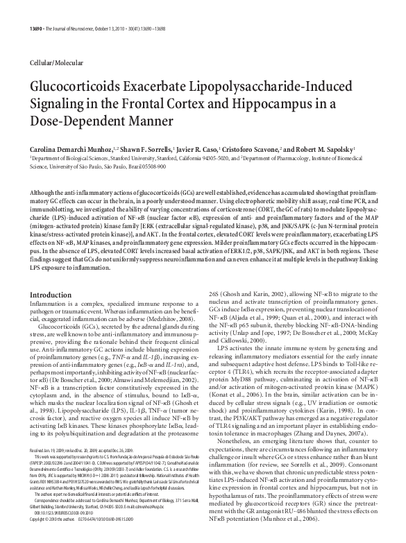 (PDF) Glucocorticoids Exacerbate Lipopolysaccharide-Induced Signaling ...