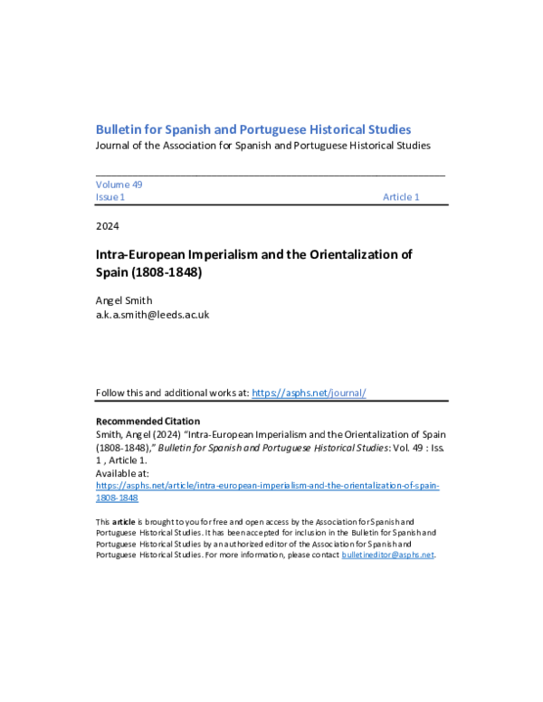 (PDF) Intra-European Imperialism and the Orientalization of Spain, 1808 ...