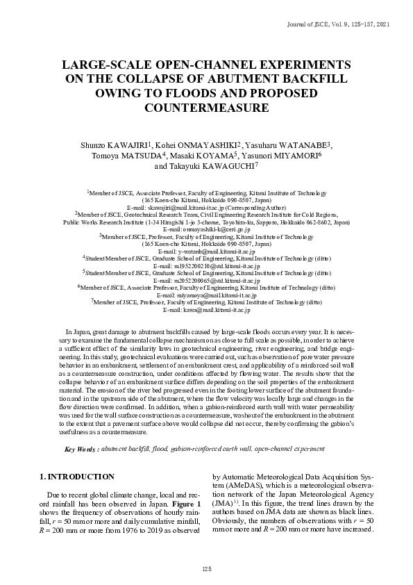 (PDF) Large-Scale Open-Channel Experiments on the Collapse of Abutment ...