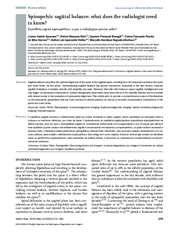 (PDF) Spinopelvic sagittal balance: what does the radiologist need to know?