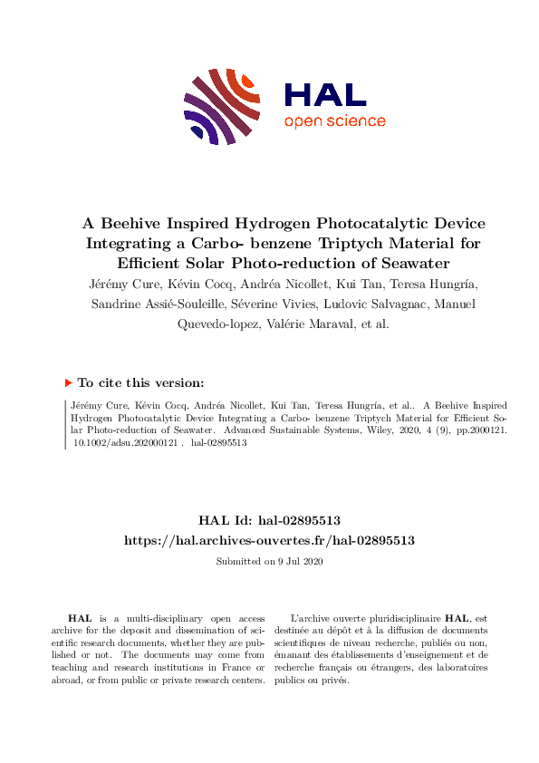 (PDF) A Beehive Inspired Hydrogen Photocatalytic Device Integrating a ...