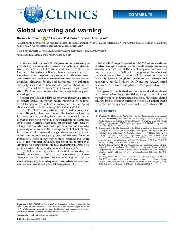 (PDF) Global warming and warning