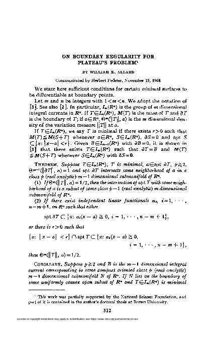 (PDF) On boundary regularity for Plateau's problem