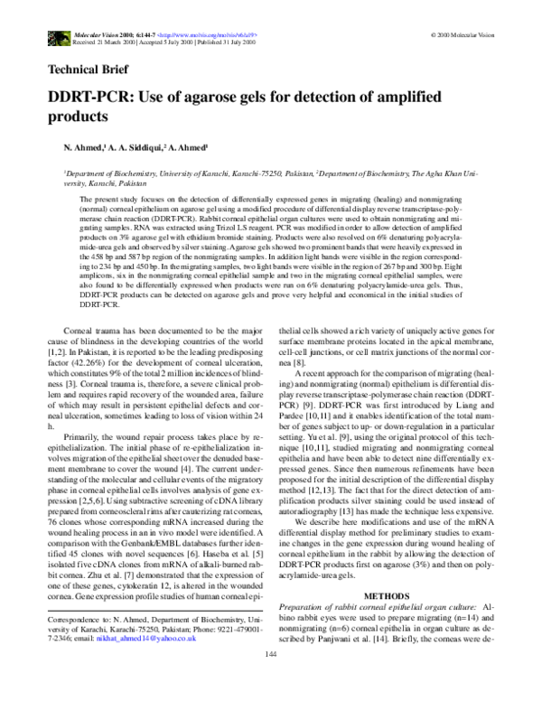 (PDF) DDRT-PCR: use of agarose gels for detection of amplified products