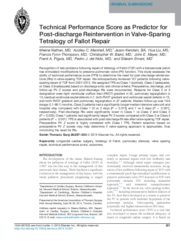 (PDF) Technical Performance Score as Predictor for Post-discharge ...