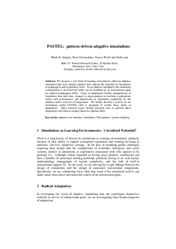 (PDF) 1 Simulations as Learning Environments : Unrealized Potential
