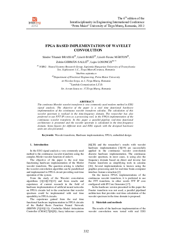 (PDF) 2012 Fpga Based Implementation of Wavelet Convolution