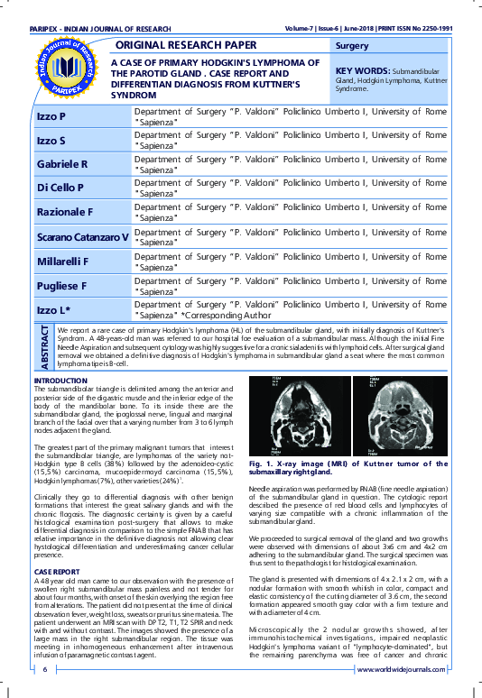 (PDF) A Case of Primary Hodgkin‘s Lymphoma of the Parotid Gland. Case ...