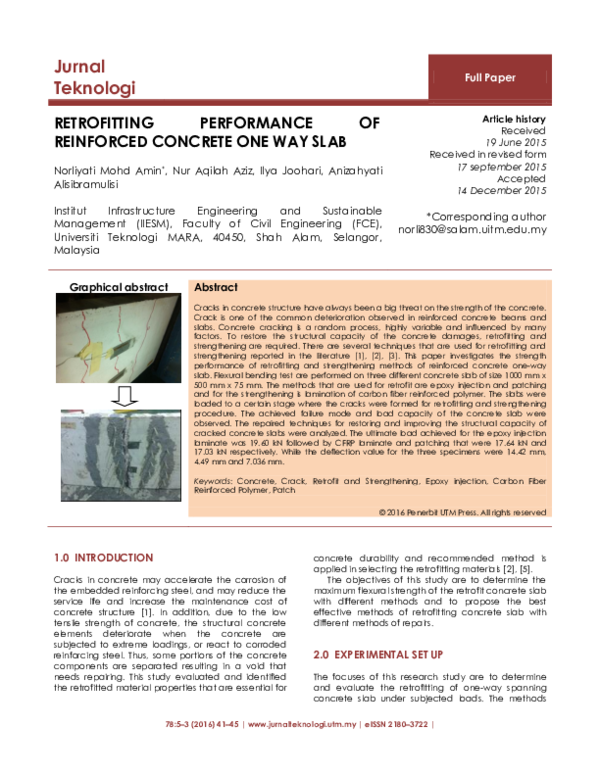 (PDF) Retrofitting Performance of Reinforced Concrete One Way Slab