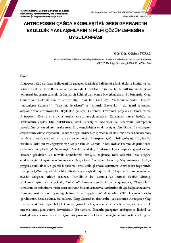 (PDF) ANTROPOSEN ÇAĞDA EKOELEŞTİRİ: GREG GARRARD'IN EKOLOJİK ...