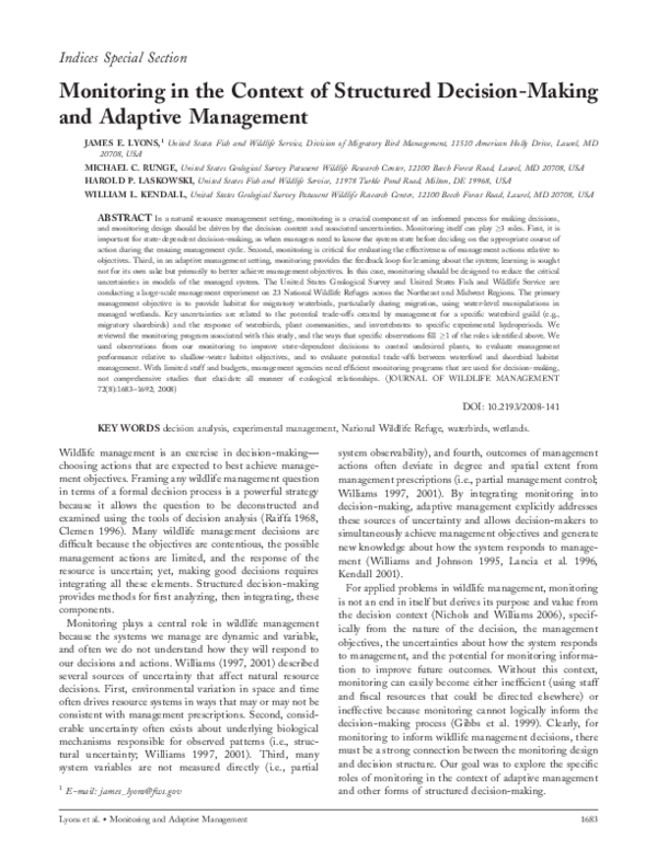 (PDF) Monitoring in the Context of Structured Decision‐Making and ...