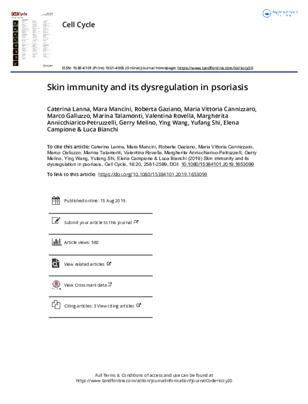 (PDF) Skin immunity and its dysregulation in psoriasis