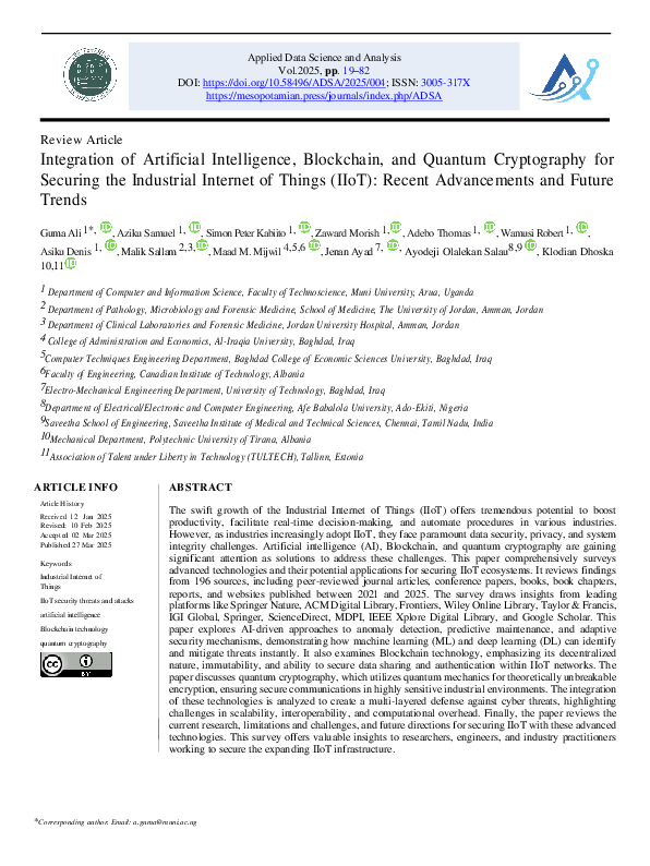 (PDF) Integration of Artificial Intelligence, Blockchain, and Quantum Cryptography for Securing ...