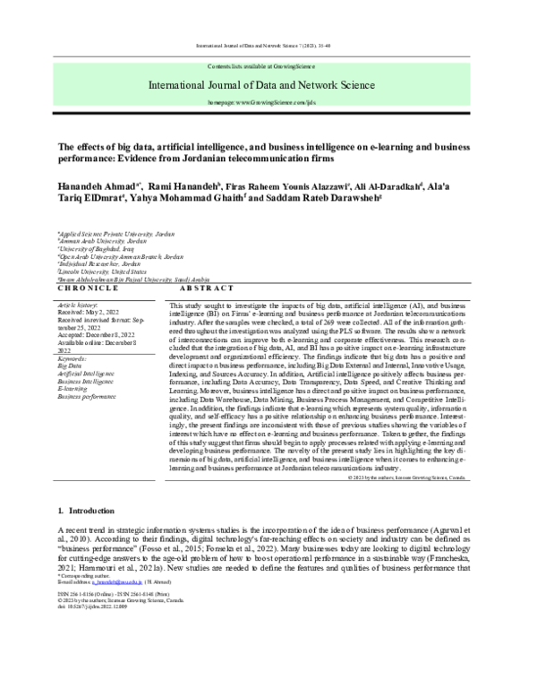 (PDF) The effects of big data, artificial intelligence, and business ...